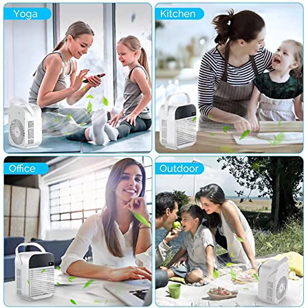 TOCOOL Portable Air Conditioner Fan, Mini Evaporative Cooler, Personal Air Conditioner Small Air Cooler Quiet Desk Fan Humidifier Misting Fan for Small Room Bedroom Home Office, White, ‎AF1