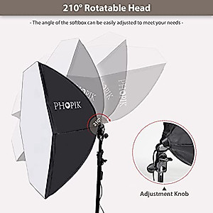 [Upgrade Version] PHOPIK Softbox ​Lighting Kit: 2x76x76cm Soft Box Lights Photography Accessories with 2pcs E27 Socket, Professional Continuous Studio Photography Photo Studio Equipment