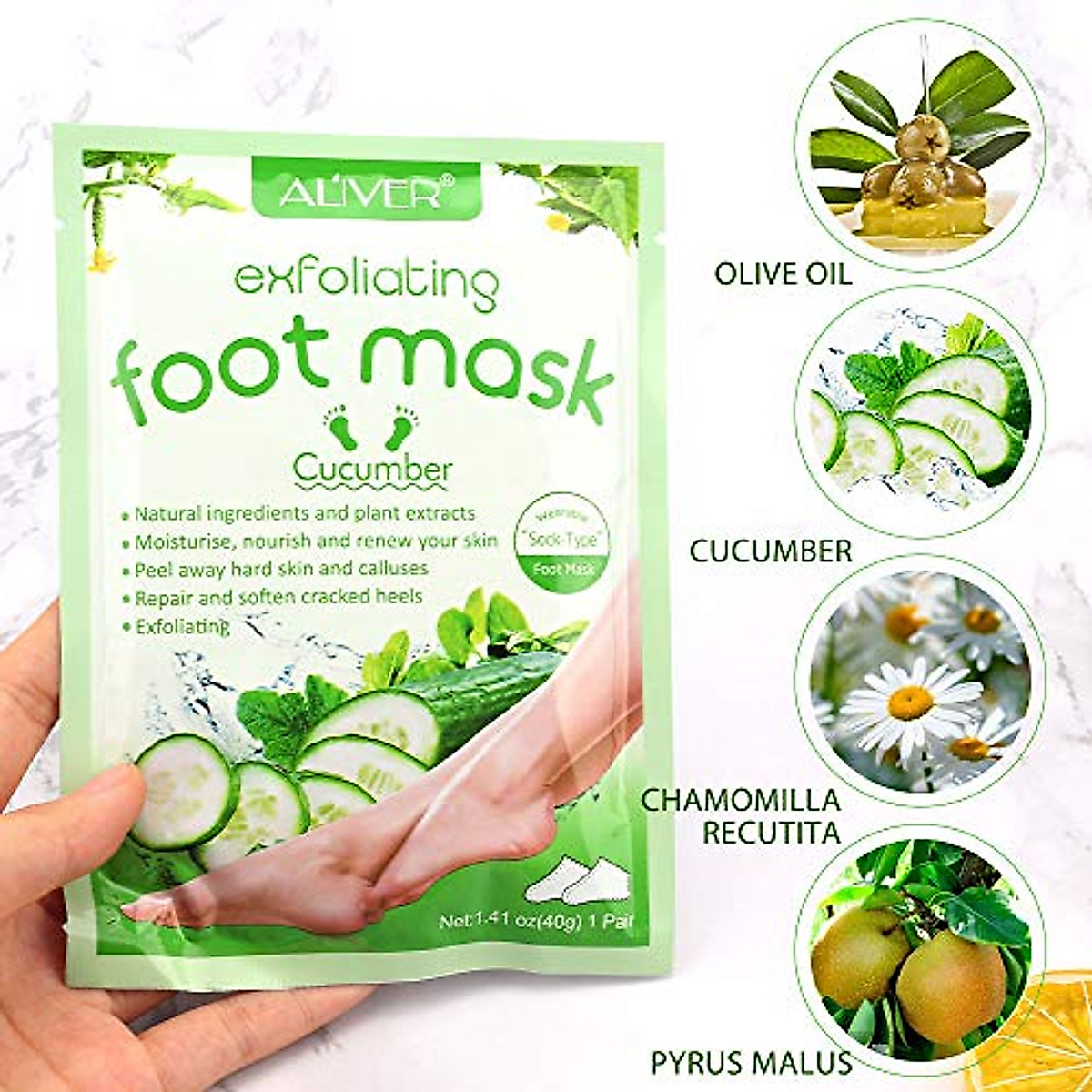 Foot Peel Mask 3 Pack,Remove Callus & Repair rough heals-Men Women (Cucumber)