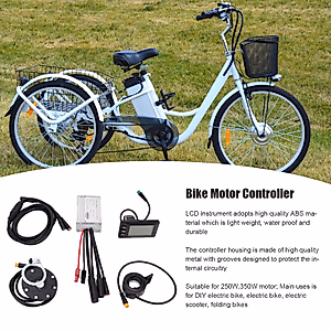 VGEBY Electric Bike Conversion Kit, Electric Bike Motor Controller 15A Common Speed Controller 36V 48V with GD01 Panel 1 to 2 Cable Fully Waterproof Kit
