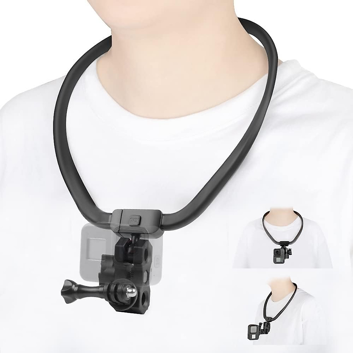 Taisioner POV Neck Mount Necklace Holder Chest Strap for Smartphone GoPro AKASO DJI Action Camera and Smart Phone Video Record Accessories