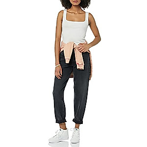 Amazon Essentials Women's Slim Fit Square Neck Tank, Pack of 2, White, Small