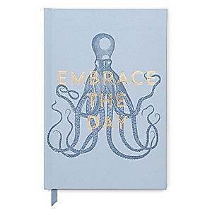 Designworks Ink Vintage Sass A5 Hardcover Notebook Journal, Design: Embrace The Day, Colour: Blue, 14.6cm x 21.6cm, JB86-1093EU. 240 Lined Pages. Soy Based Ink.