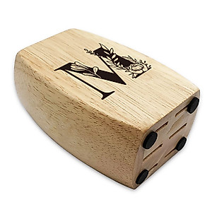 Monogram Letter M Funny Farmhouse Kitchen Decor Knife Block For Steak Knives 5 Inch Utility Knives 6 Piece Slot Organizer Durable 100% Natural Oak Wood, Housewarming Birthday Wedding Gift, 3.7x2.4x5"