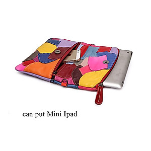 Sibalasi-Women Colorblock Lambskin Leather Multicolor Crossbody Bag Black Handbag Halloween Skull Studded Purse(AMulticolor)