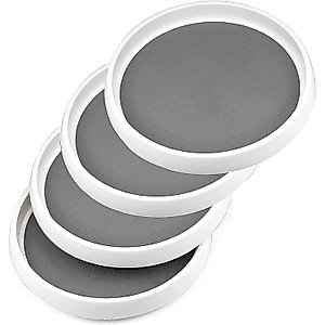 Rarapop 4 Pack Non Skid Lazy Susan Turntable Display Stand, 12-Inch Rotating Spice Rack Spinning Organizer for Cabinet, Pantry, Refrigerator, Countertop