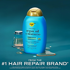OGX Renewing + Argan Oil of Morocco Conditioner, 13 fl. oz - Repairs Dry, Damaged Hair, Paraben-Free, Sulfate-Free Surfactants, LipiPro Shield Technology, Citrus-Fresh Scent
