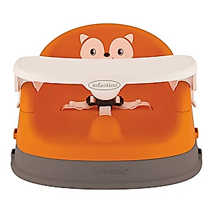 Infantino Grow-with-Me 4-in-1 Two-Can-Dine Feeding Booster Seat, Fox-Theme, Space-Saving Design, Infant Booster for 4M+, Toddler Seat for 3Y+