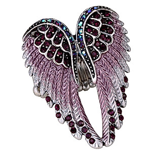 Szxc Women's Guardian Angel Wings Stretch Rings Fit Finger Size 7 to 9 - Women Biker Jewelry - Silk Scarf Holders