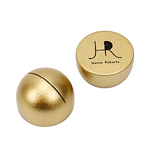 Hanna Roberts Modern Cursive Table Number Card Stock Signs with Round Stand for Wedding Reception, Restaurant, Event Party, 4" x 6" (Set of 10, 1-10, Gold)