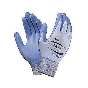 Ansell 111709 HyFlex 11-518 Lightweight Gloves with Dyneema Diamond Technology, 0.42" Height, 9" Length, 5.5" Wide, Size 8, Blue (Pack of 12)