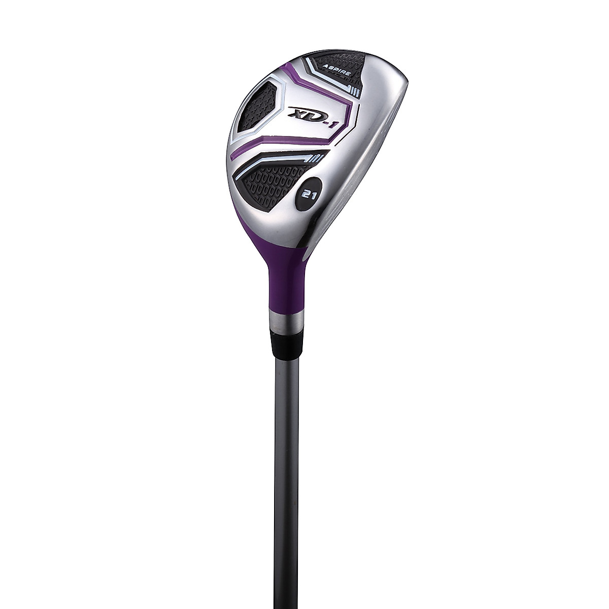 Aspire XD1 Ladies Womens Complete Right Handed Golf Clubs Set Includes Titanium Driver, S.S. Fairway, S.S. Hybrid, S.S. 6-PW Irons, Putter, Stand Bag, 3 H/C's Purple (Right Hand Petite -1")