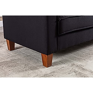 Eafurn Soft Upholstered Loveseat Sofa Small Couch for Living Room,Modern Decor Furniture with Armrest & Throw Pillows and Padded Backrest Love Seats, Black Deep Button Tufted with Solid Wood Legs