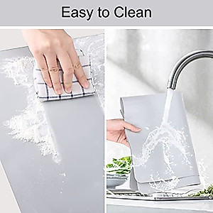 Ewen Extra Large Silicone Mat - 23.6"x15.7" Extra Thick Heat Resistant Mat, Silicone Place Mat Cutting Board Mat Kitchen Counter Mats for Air Fryer, Coffee Maker, Mixer, Crafts, Light Grey