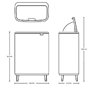 Brabantia Bo Touch Bin Hi - 2 x 30 Litre Inner Buckets (Matt Black) Waste/Recycling Kitchen Bin
