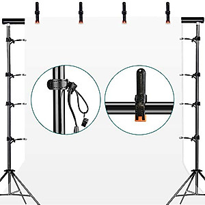 Lidlife 16 Clips Include 8 Heavy Duty Spring Clips, 8 Backdrop Background Clip Holders, Adjustable Elastic Nylon Photo Clips, for Photography and Video Studio Shooting