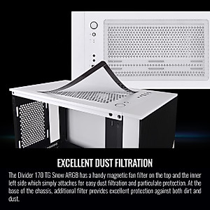 Thermaltake Divider 170 TG ARGB Motherboard Sync mATX Computer Case with 2x120mm ARGB Fan Pre-Installed, Tempered Glass Side Panel, Ventilated Front Mesh Panel, CA-1S4-00S6WN-00, White
