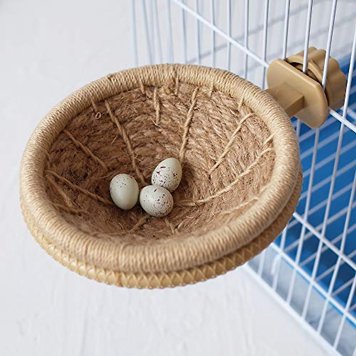 FOIBURELY Bird Breeding Nest Canary Finch Parrot Weave Hemp Rope Nest（4.4inches）