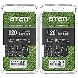 8TEN Full Chisel Chainsaw Chain 20 Inch .050 .325 80DL for Husqvarna 450 455 460 Rancher Craftsman Jonsered CS2252 CS2253 (2 Pack)