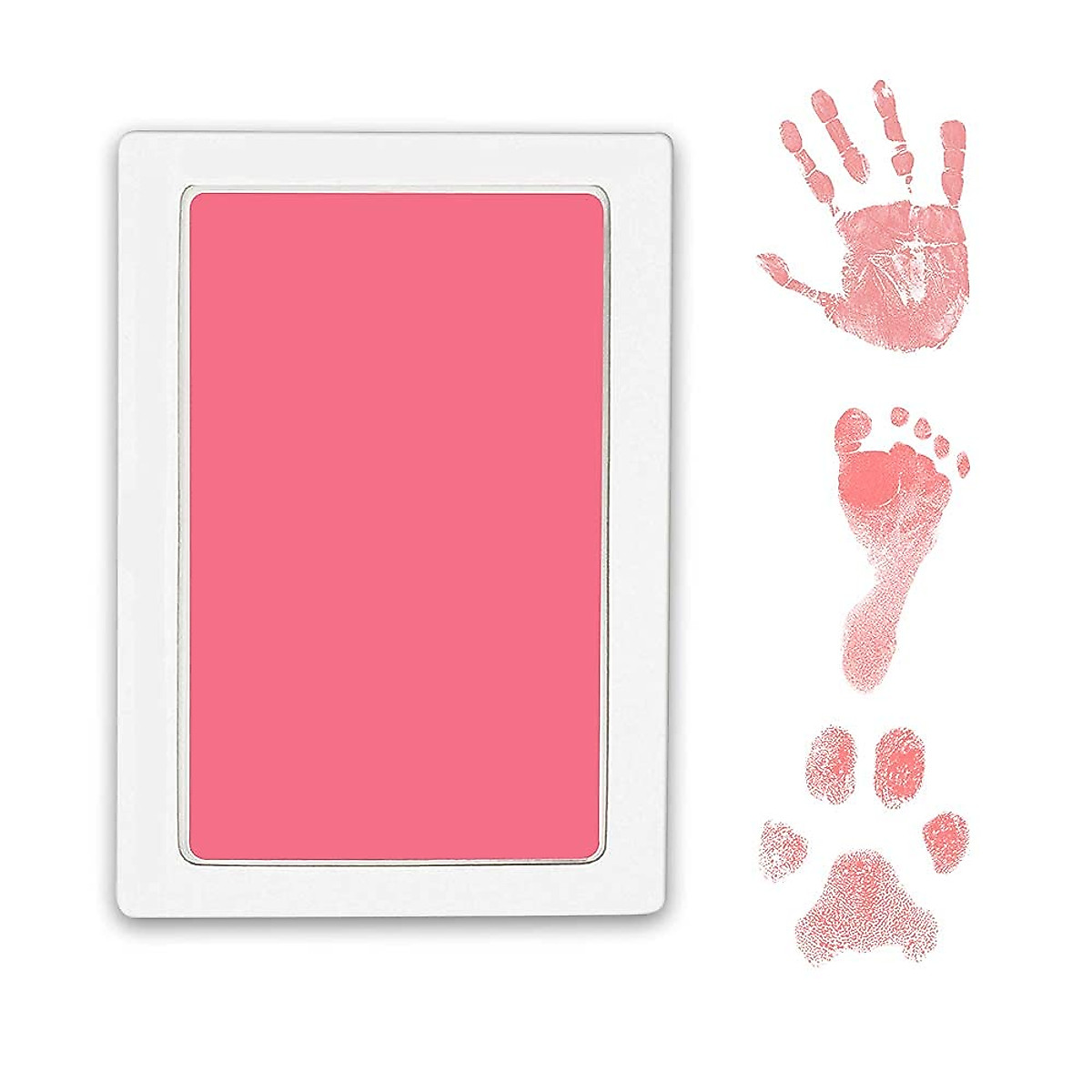 WEWESGAO Baby Handprint and Footprint Kit, Pet Paw Print Kit, Clean Touch Ink Pad for Newborn,Kids,Toddler and Pet with 2 Ink Pads and 4 Imprint Cards (Small, Pink)