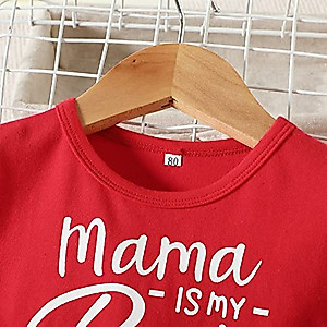 Camidy Baby Girl Dress Infant Girls Long Sleeve Casual Dress Toddler Heart Print A-Line Dress with Bowknot Headband Red