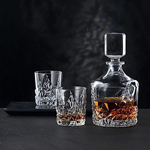 Nachtmann Sculpture 12oz Whiskey Tumbler (Set of 4) - Heavy Base Crystal Glass for Scotch, Bourbon, Cocktails, Liquor, Elegant & Durable Barware, Dishwasher Safe - Modern Glassware Set