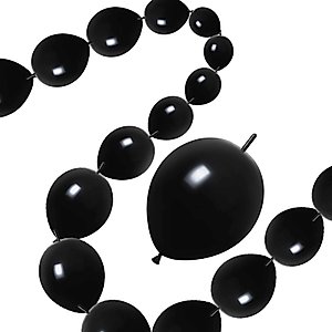 100 Pcs Quick Link Balloons Black 10 inch, Latex Linking Balloons for Balloon Wall/Balloon Arches/Balloon Chains, Birthday Party Wedding Anniversary Graduation Arch Party Decor (black)