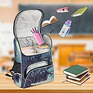 Nander Backpack,Pirate Ship Students School Backpacks with Reflective Tape for Girls & Boys,Wide Mouth School Bag Book Bag for Kid Teens