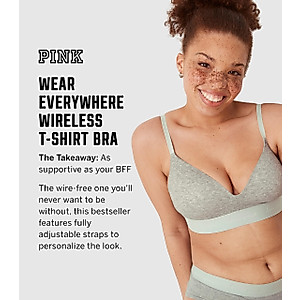 Victoria's Secret Pink Wear Everywhere Wireless T Shirt Bra, Lightly Lined, Smoothing, Bras for Women, Black (36D)