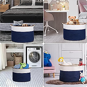 SAILARY Cotton Rope Woven Basket XX Large Size 20"x20"x13.5"- For Home Decoration, Baby Nursery Bins & Boxes Storage, Laundry and Organization Basket