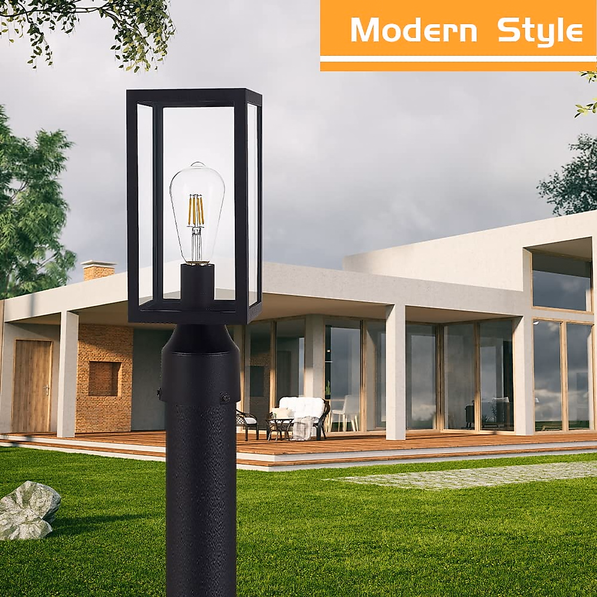 Windben Outdoor Post Light,Lamp Post Light Fixture,Post Lantern with Pier Mount Base,Matte Black,5 inches,Suitable for Gardens,Yards,Balconies or Entrances,etc