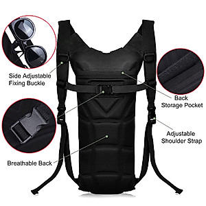 Water Backpack for Hiking Black Water Hydration Backpack with 3L Water Bladder Lightweight Waterproof Water Bag Backpack Tactical Water Backpack for Cycling Hiking