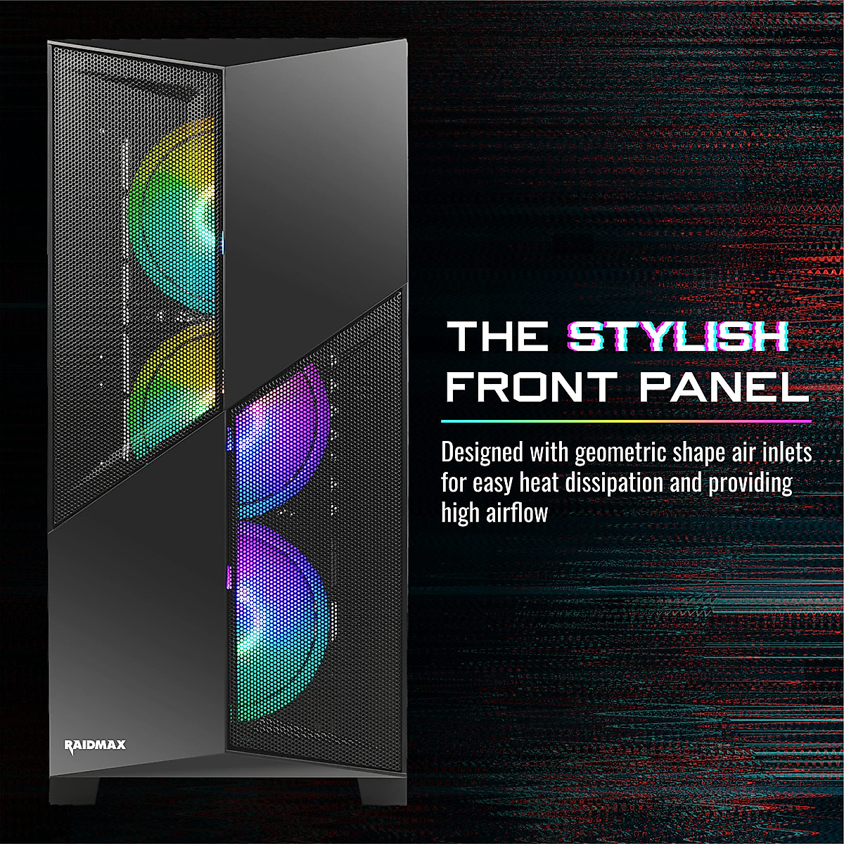Raidmax ATX Desktop Computer Gaming PC Case Mid Tower PC Case with addressable RGB x3 ARGB Fans ATX PC Case USB 3.0 Tempered Glass PC Case Mesh Window Computer Case with 3 ARGB LED Black PC Case -X627