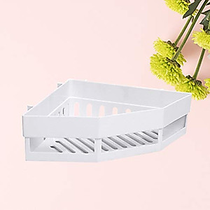 TOPBATHY Frame Stand Bathroom Corner Shelf Wall Mounted Shower Caddy Storage Holder Free Of Punch Corner Triangle Rack Organizer For Toilet Bathroom Kitchen Organizer Rack