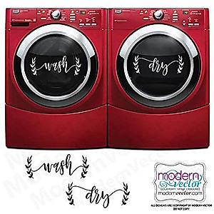 Farmhouse Style Script Design Washer and Dryer Wash and Dry Laundry Room Vinyl Wall Decal's
