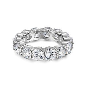 5.00mm 925 Sterling Silver Cubic Zirconia Fashion Ring - Eternity, Engagement, Wedding Band