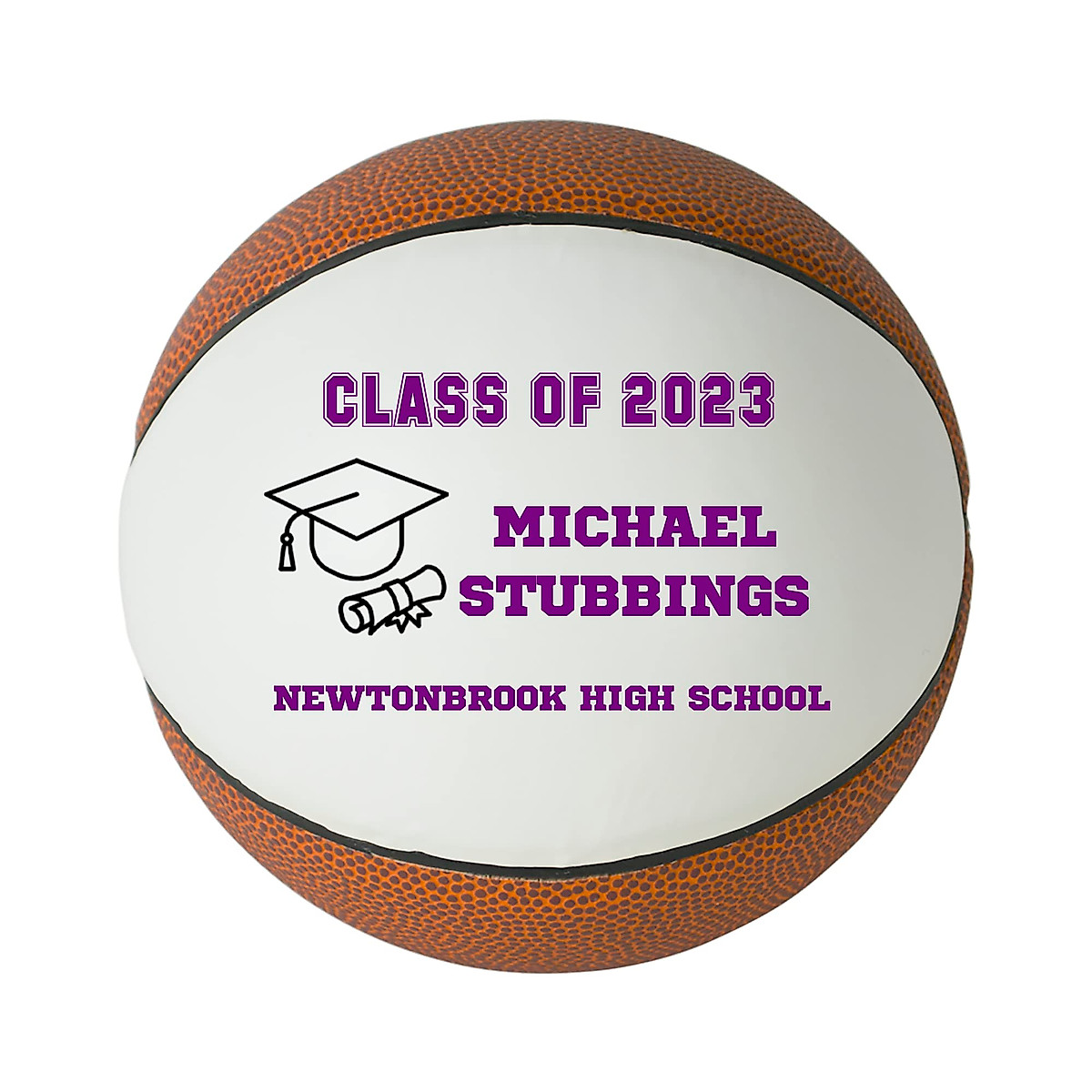 Personalized Custom Graduation 2024 Basketball Gift - Graduation Class of 2024 - Graduation Gift for Boy - Graduation Gift for Girl (Regulation Basketball, Puprle Text)