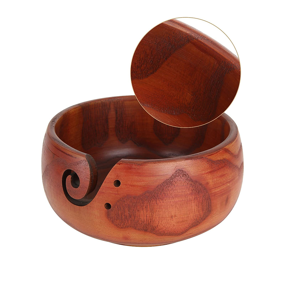 Wood Yarn Bowl with Bamboo Crochets Kit, 5.9 x 3.15 inch (Dia*H) Knitting Bowl, Knitting Yarn Bowl, Yarn Storage Bowl for Knitting, Holding and Storing Yarn Ball or Gifts for Mother's Day by Acrux7