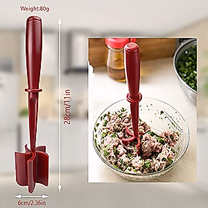 5 Blades Kitchen Ground Meat Chopper Spatula | Hamburger Ground Beef Mix N Chop Tools | for Non-Stick Cookware (Red)