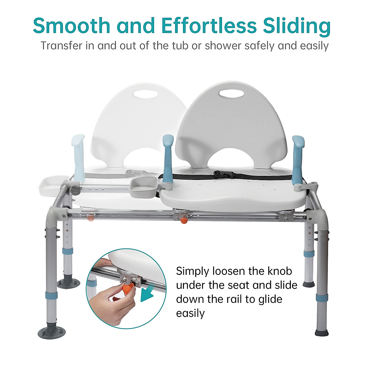 ELENKER Heavy Duty Sliding Shower Chair, Bathtub Transfer Benches