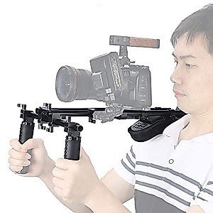 NICEYRIG 15mm Shoulder Pad Support System for DSLR Camera Cinema Camcorder, Shoulder Mount Rig with Base Plate, Aluminum Alloy 16'' 15mm Rod, Handle Set - 435