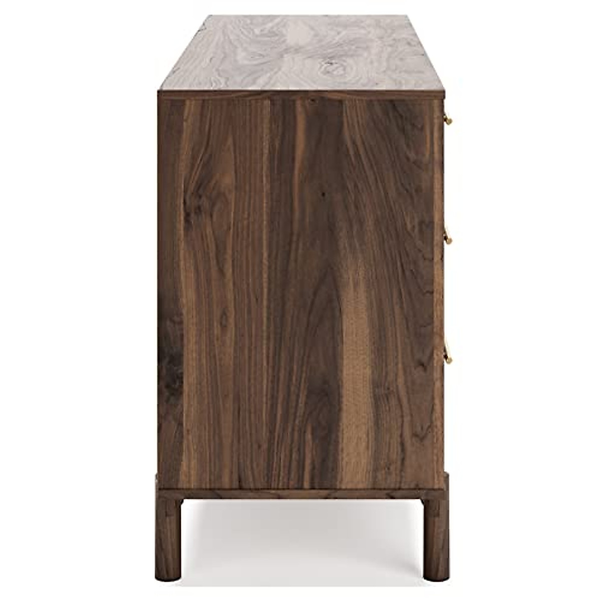 Signature Design by Ashley Calverson Contemporary 6 Drawer Dresser with Burnished Goldtone Pulls, Dark Brown