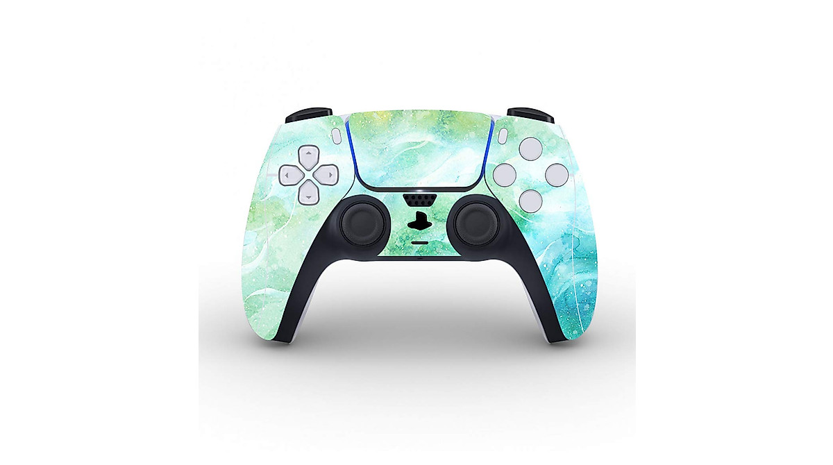 PlayVital PS5 Blue Green Watercolour Skin Decal Set