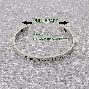 Kivosliviz Best Nana Ever Bracelet Birthday Gift for Nana Expandable Wire Bangle for Grandma