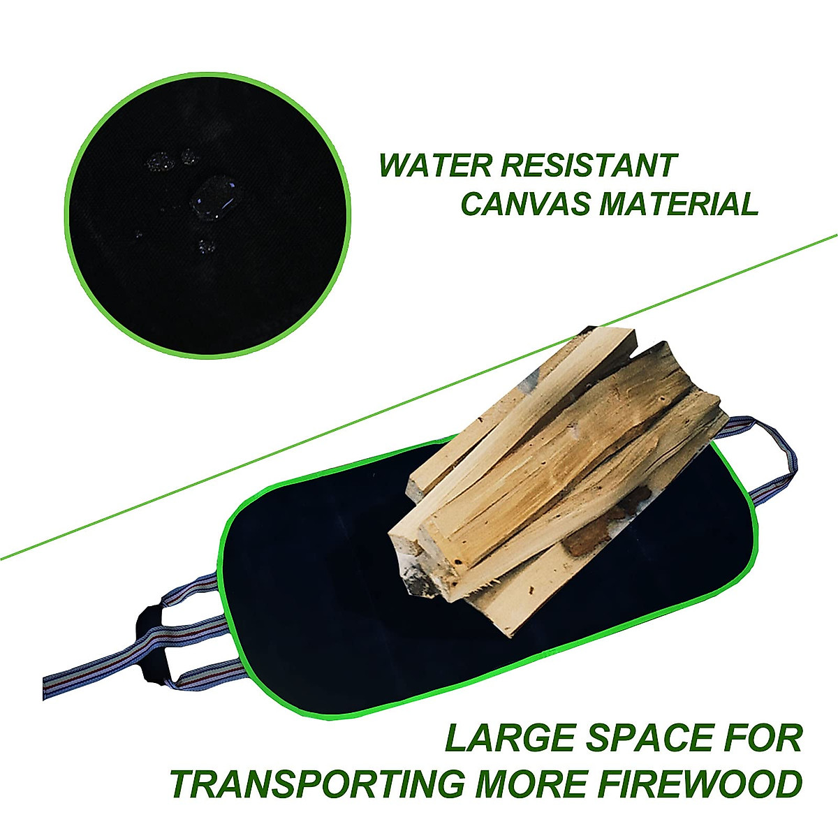 Sharellon Log Firewood Carrier Bag, Heavy Duty Wood Log Carrier Bag, Durable Canvas Log Carrier Tote Bag, Fireplace Wood Stove Accessories for Carrying Wood at Home or Camping