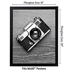 Americanflat 16x20 Poster Frame in Black - Composite Wood with Polished Plexiglass - Horizontal and Vertical Formats for Wall with Included Hanging Hardware