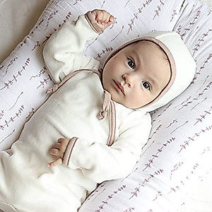 Ely’s &Co. Muslin Swaddle Blanket 2-Pack — 100% Cotton Muslin Extra-Large Swaddle Blankets (47” x 47”) Solid + Printed (Delicate Leaves + Solid Lavender)