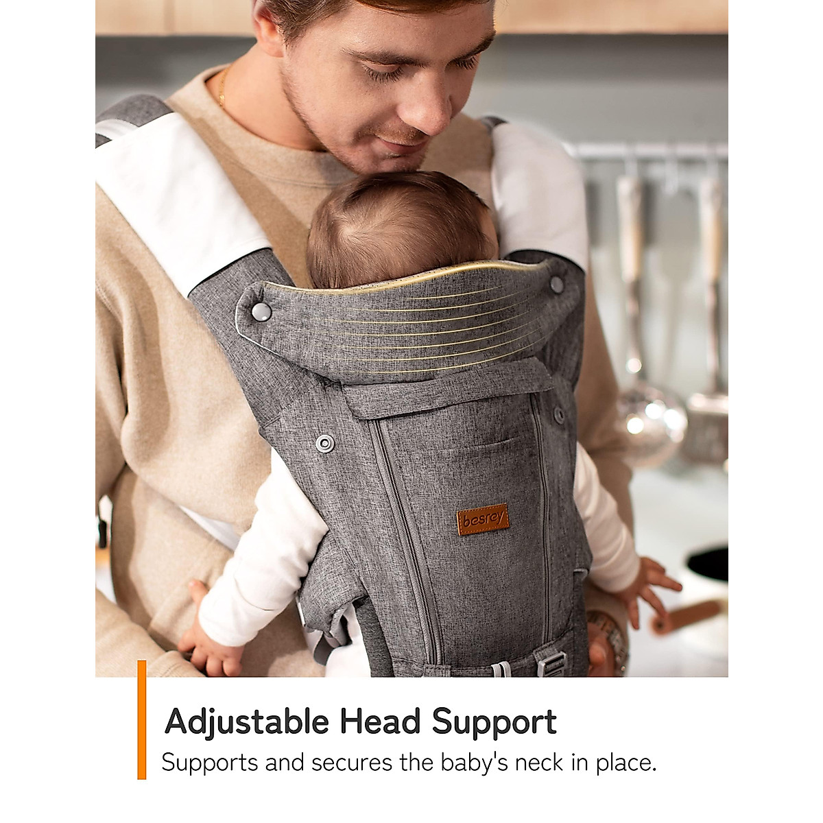 besrey Baby Carrier with Hip Seat Newborn to Toddler, 7-45lb, Summer Mesh Infant Carrier, Baby Body Holder Chest with Back Support, Front Facing Men Kangaroo Holder