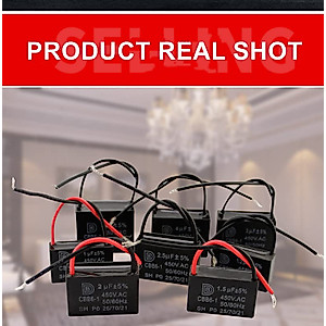 Fielect CBB61 Ceiling Fan Capacitor 7uF 450V AC 2 Wires Metallized Polypropylene Film Capacitors for Electric Fan Pump Motor Generator