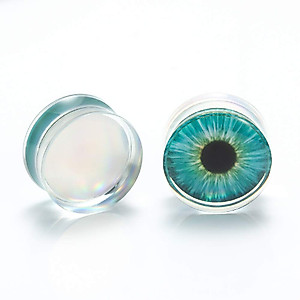 TBOSEN 1Pairs Eye style Acrylic Ear Gauges Plugs and Tunnels for Ears Gauges for Ears Piercing Expander Stretchers Gift 0g-1 3/16" in 8mm-30mm